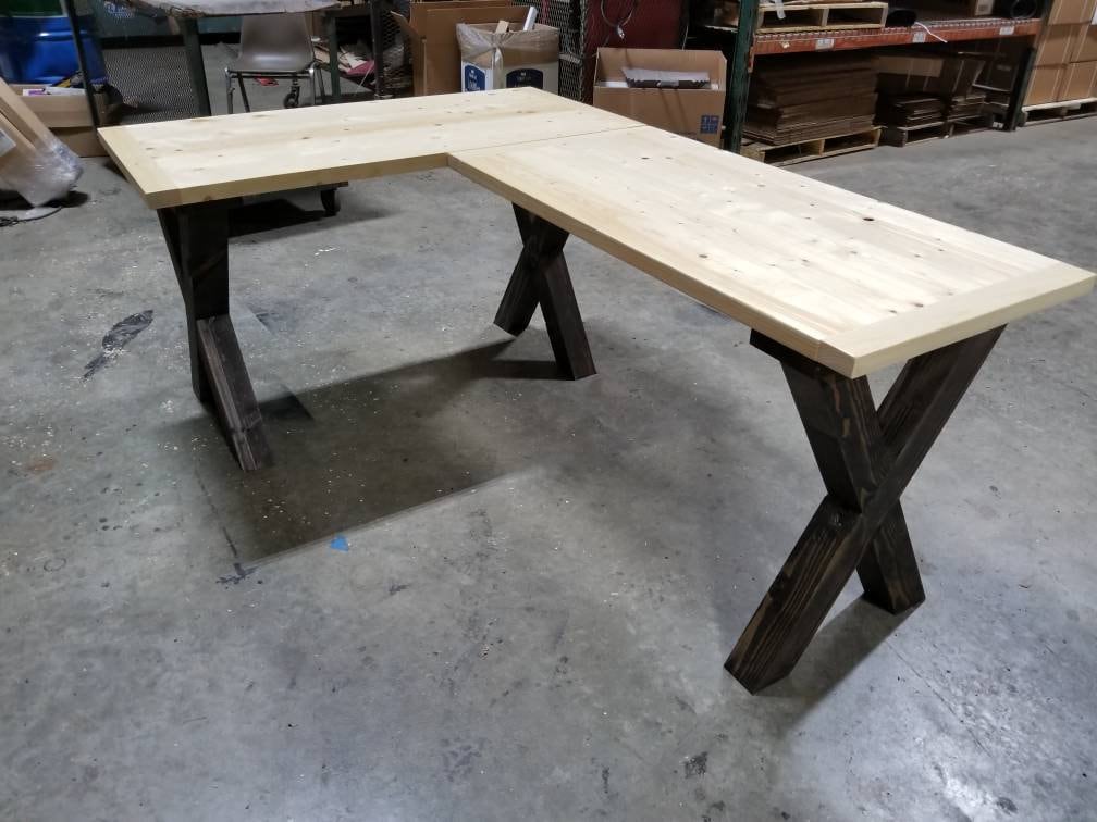 L-shaped Wood Desk Both Sides Included FREE SHIPPING Corner - Etsy