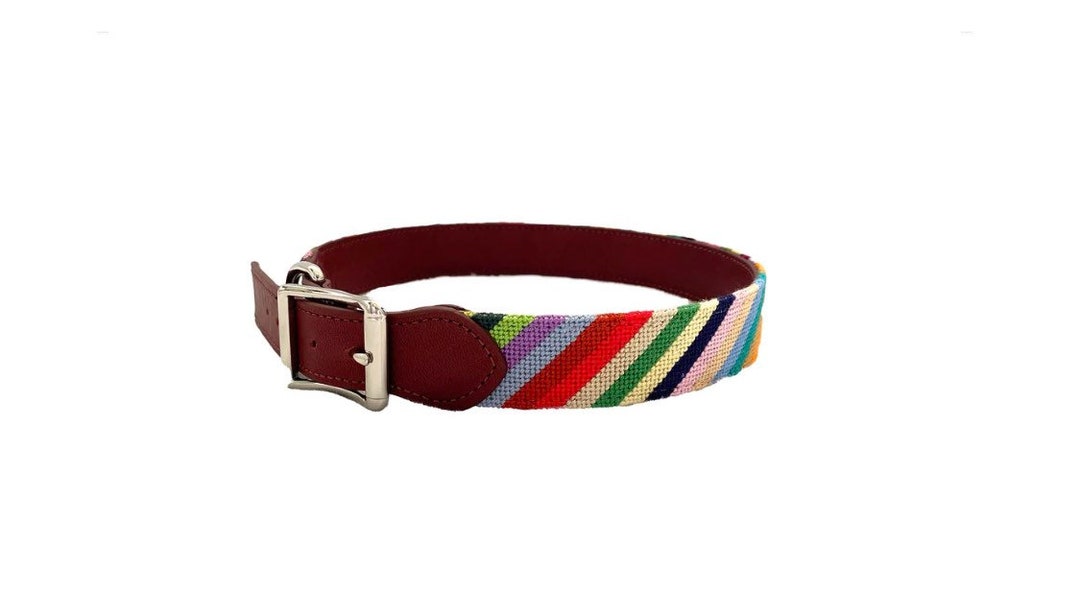 Groovy Striped Needlepoint Dog Collar - Etsy