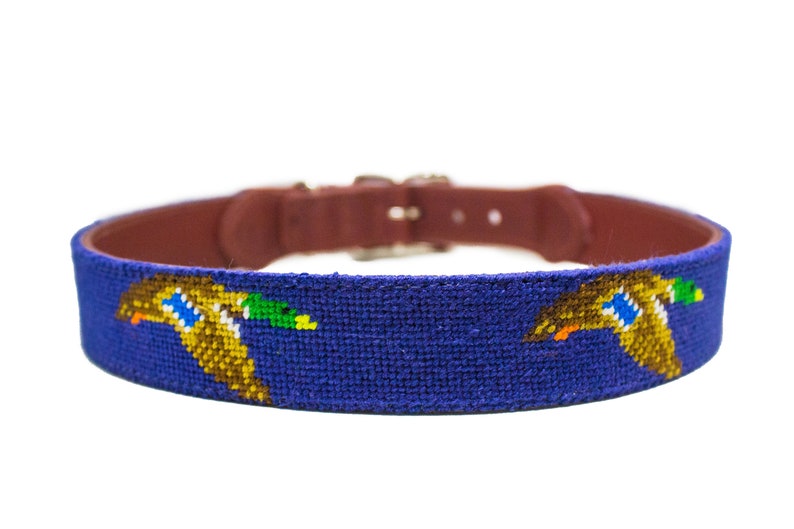 Flying Mallard Needlepoint Dog Collar by Asher Riley - Etsy