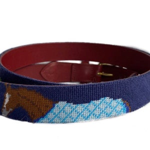 Equestrian on Navy Needlepoint Belt - Etsy
