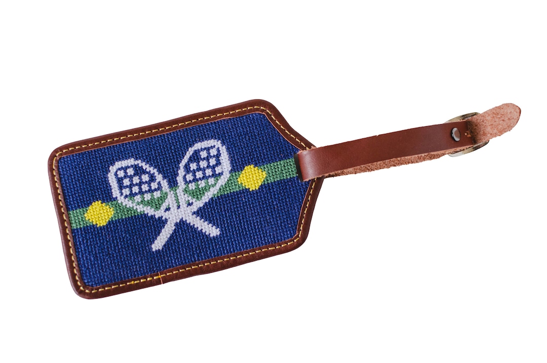 Crossing Tennis Rackets Needlepoint Luggage Tag - Etsy
