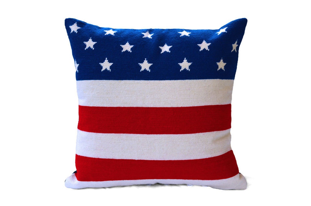 Vintage Needlepoint American Flag Pillow - Etsy