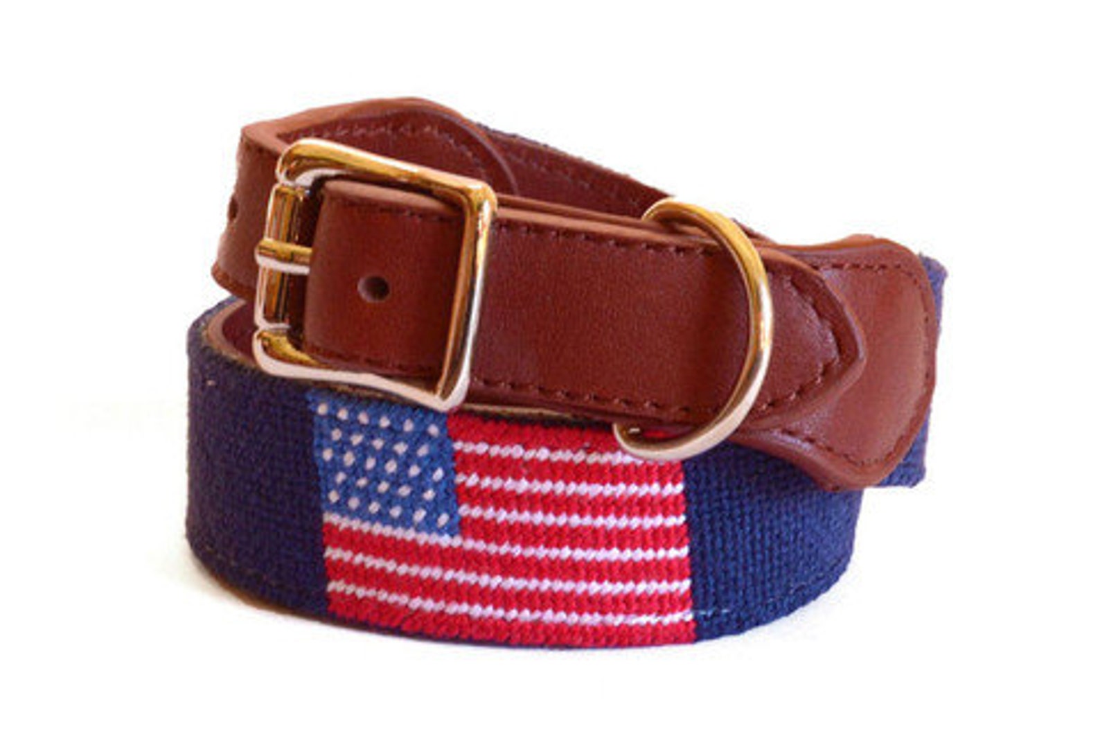 American Flag on Navy Needlepoint Dog Collar - Etsy