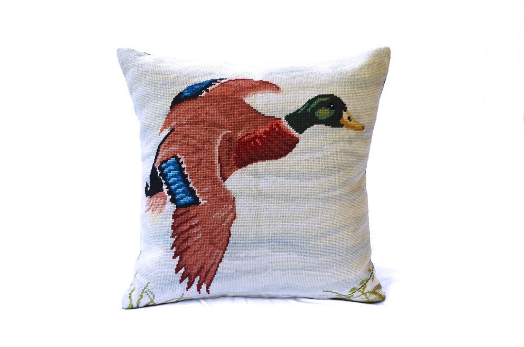 Vintage Needlepoint Mallard Pillow - Etsy