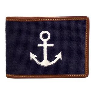 Anchor on Navy Bi-fold Needlepoint Wallet - Etsy