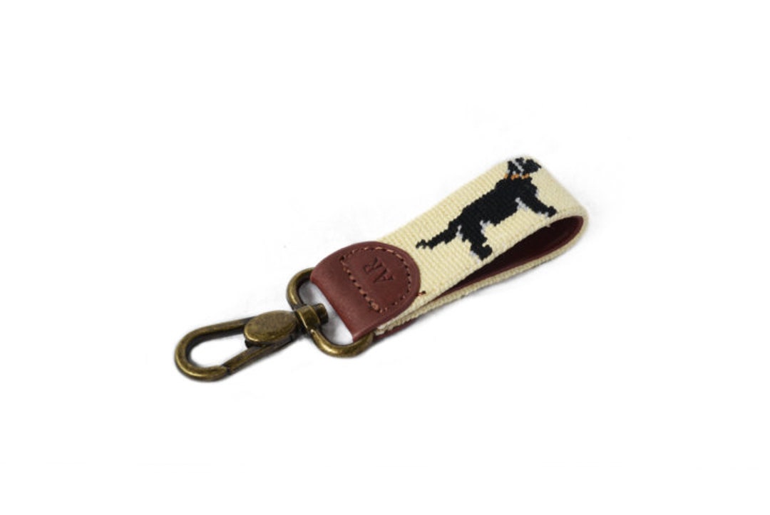Black Lab on Creme Needlepoint Key Fob - Etsy