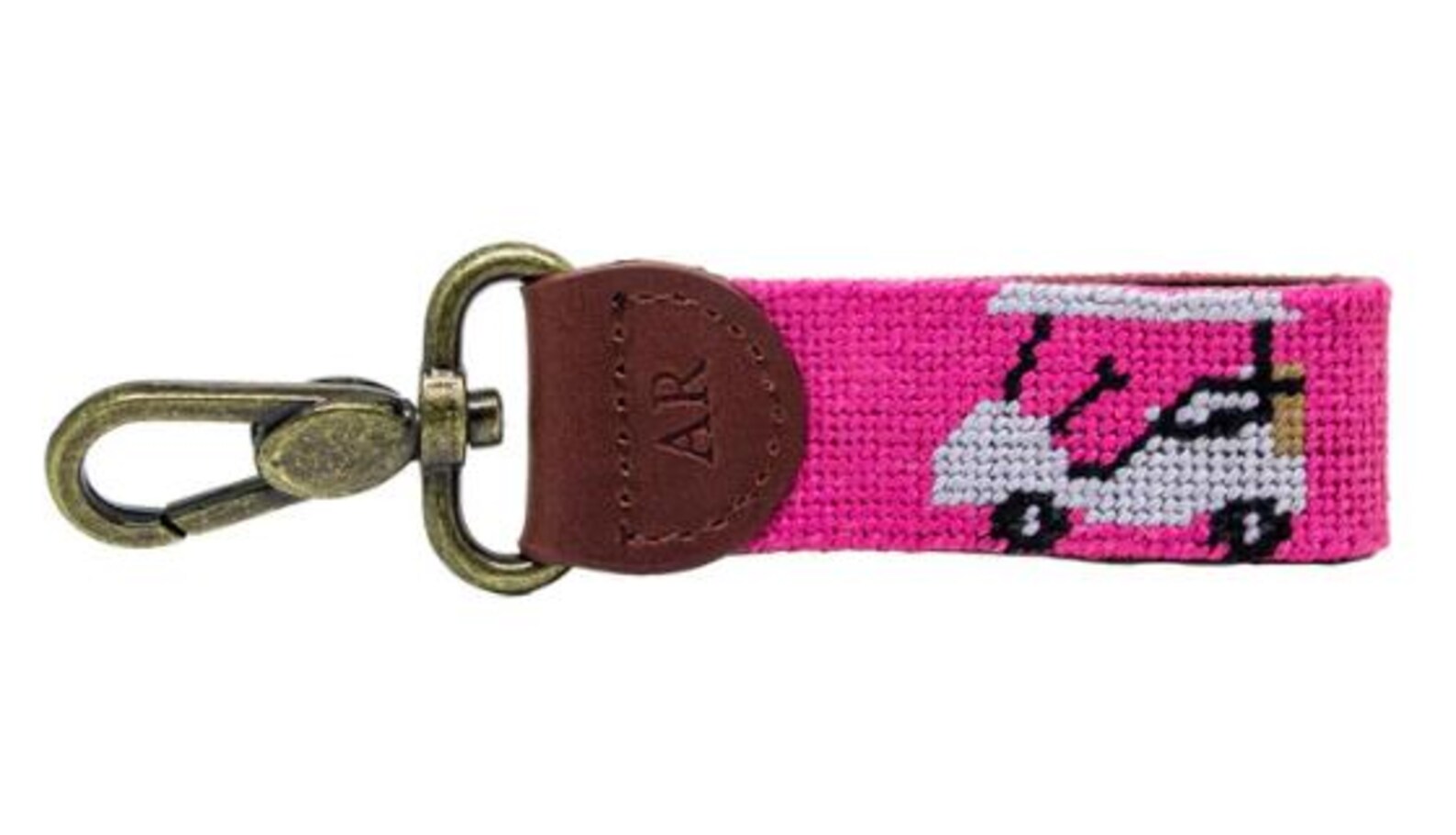 Golf Cart on Pink Needlepoint Key Fob - Etsy