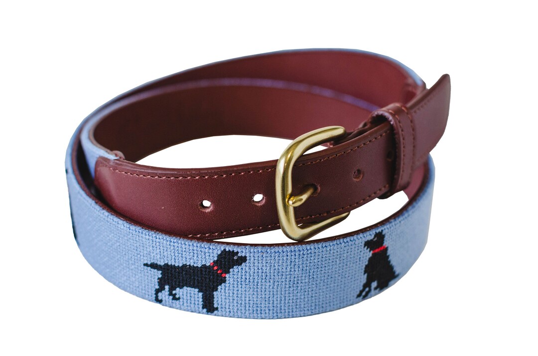 Black Lab on Blue Needlepoint Belt - Etsy