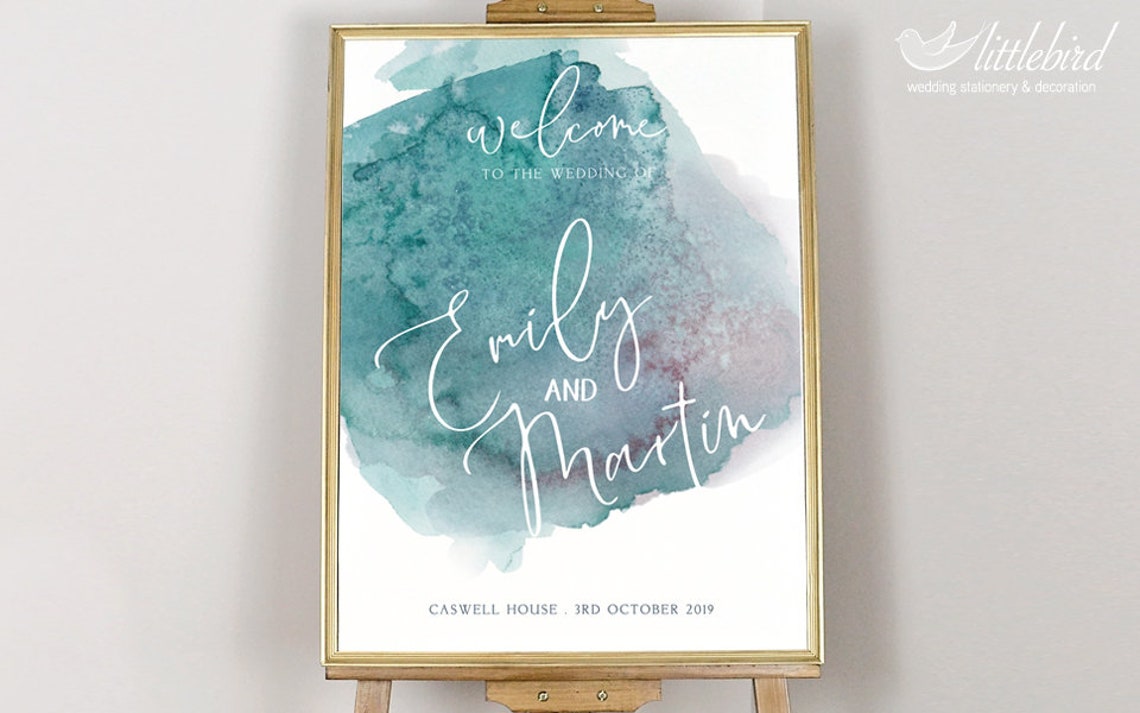 Wedding Welcome Sign Welcome Board Modern Watercolour - Etsy