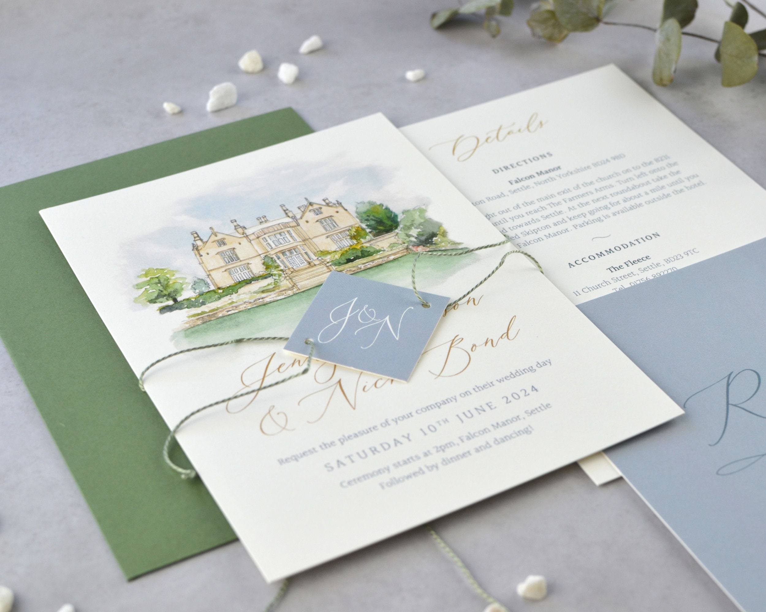 Sample Watercolour Wedding Invitation Bundle, Bespoke Illustrated ...