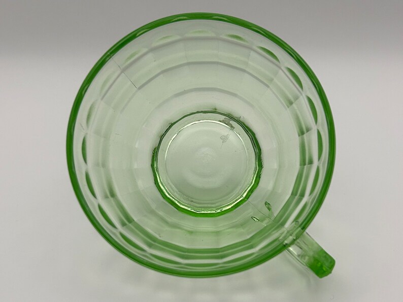 Vintage Uranium Green Depression Glass Block Optic Pattern Tea Cup and ...