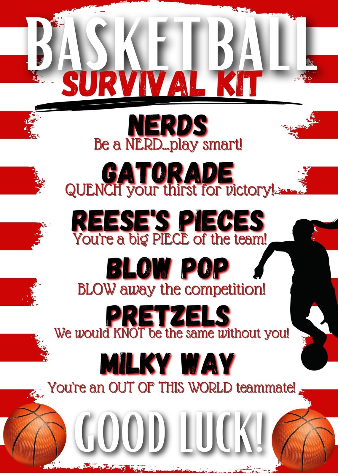 Basketball Survival Kit Printable - Etsy
