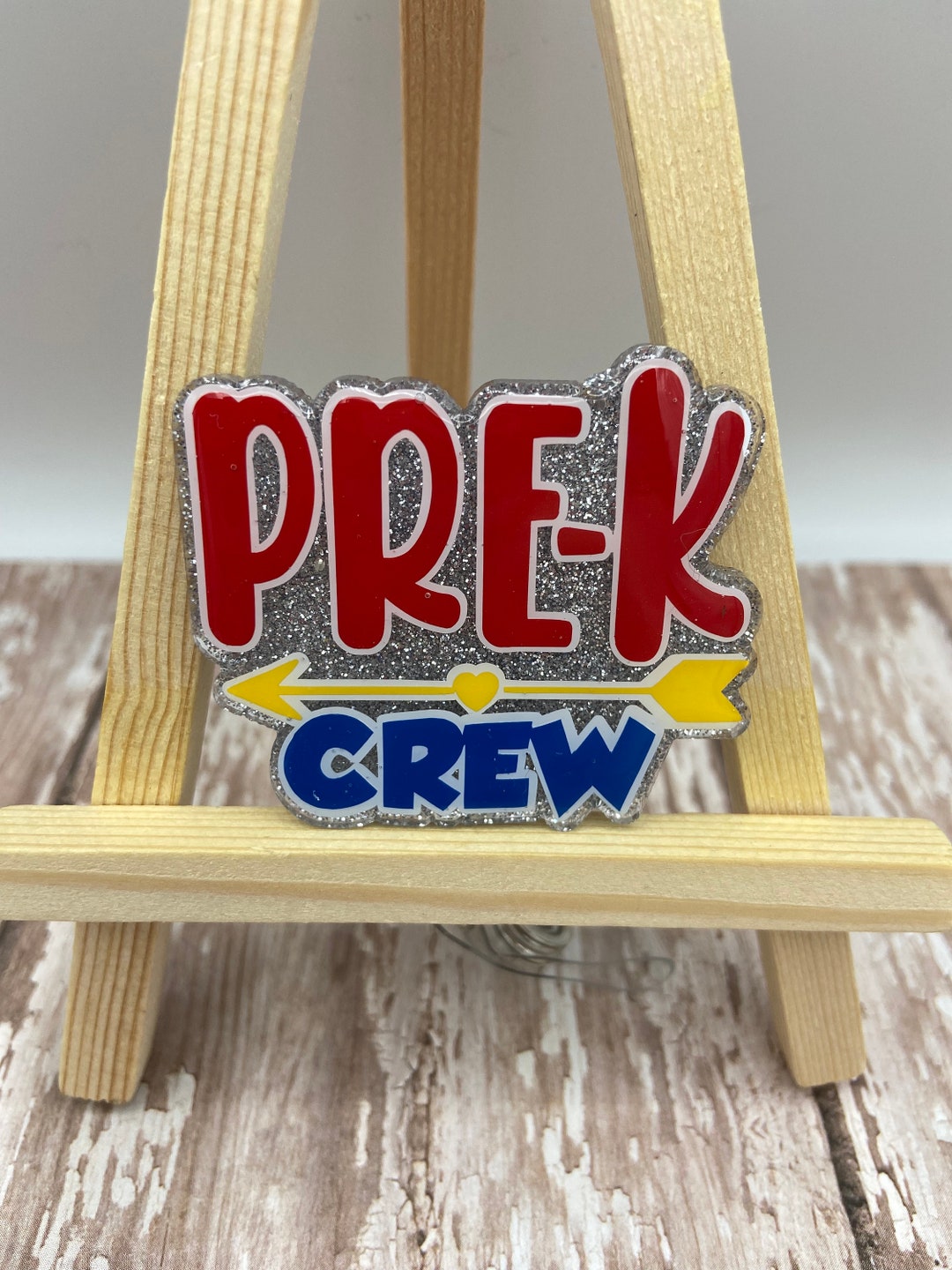 Glitter Pre-k Crew Badge Reel | Glitter Pre-kindergarten Badge Reel ...