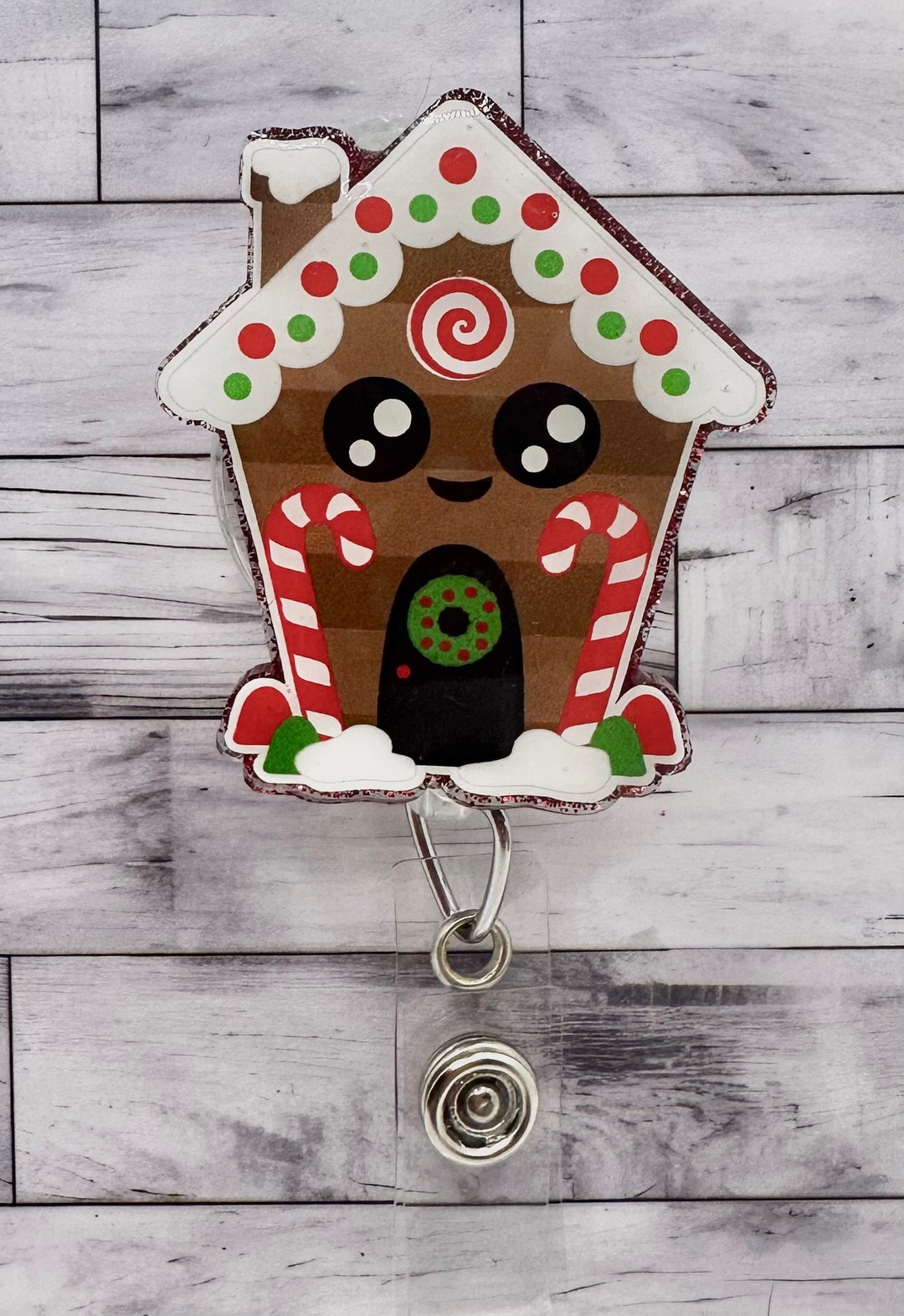 Gingerbread House Badge Reel | Gingerbread House Acrylic Badge Reel ...