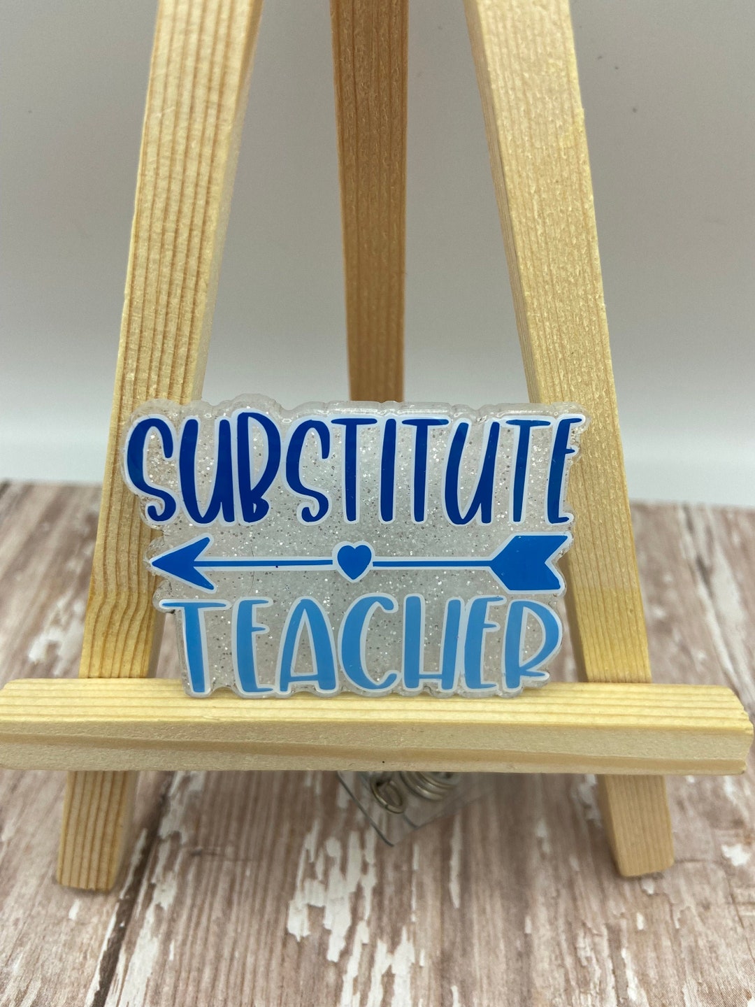 Glitter Substitute Teacher Badge Reel | Glitter Substitute Badge Reel ...