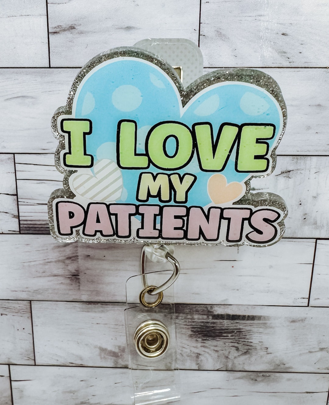Patient Care Badge Reel | Nursing Acrylic Badge Reel | Glitter Patient ...