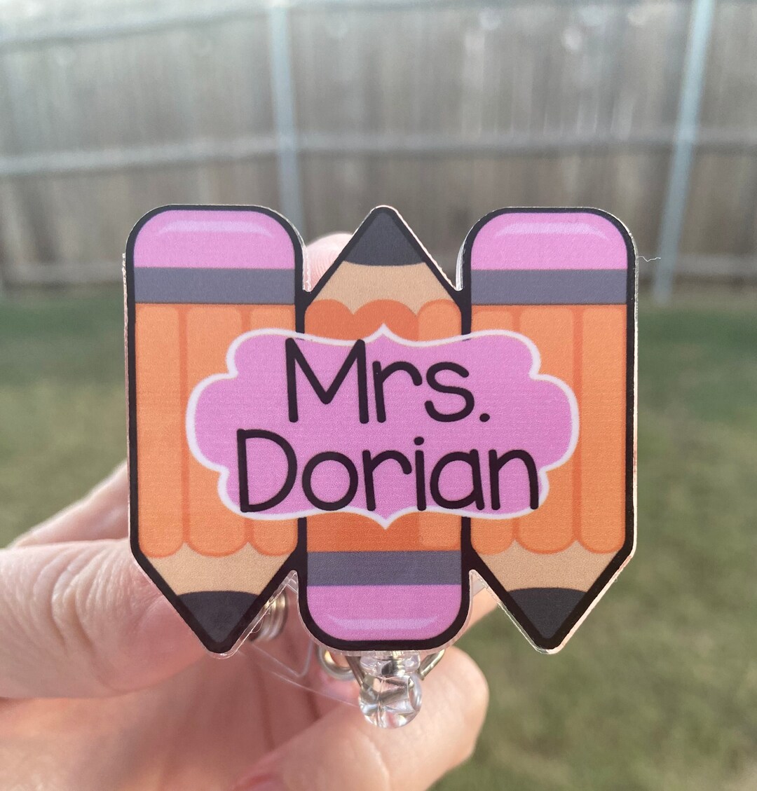 Triple Pencil Badge Reel | Pencil Monogram Badge Reel | Custom Badge ...