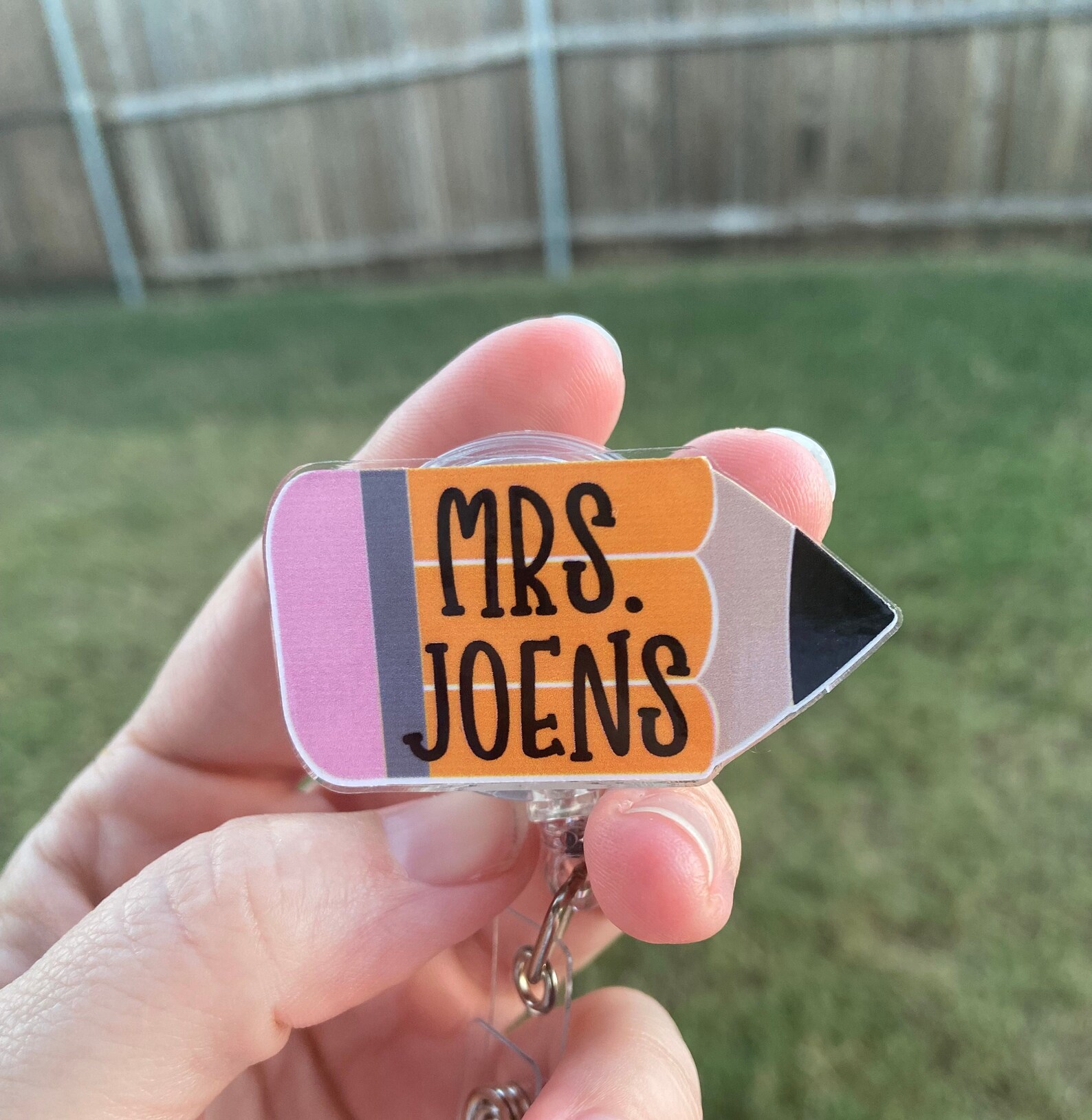 Pencil Badge Reel Pencil Monogram Badge Reel Custom Badge - Etsy