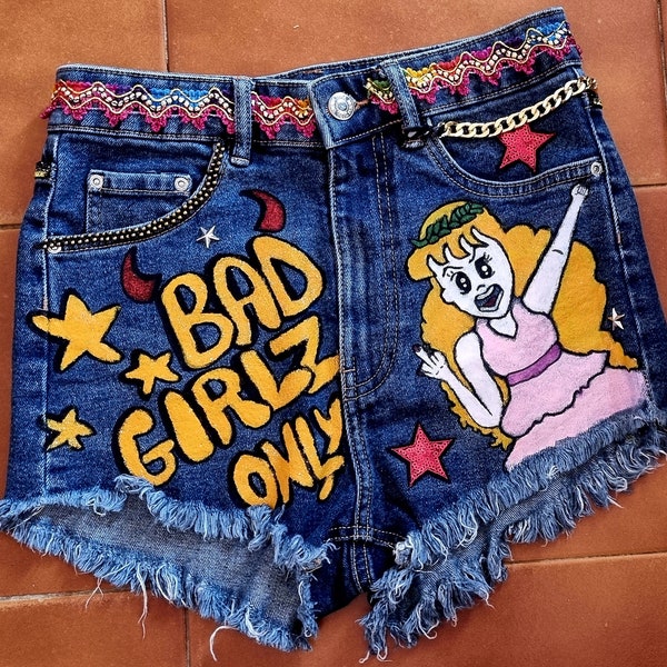Painted Denim Shorts - Etsy