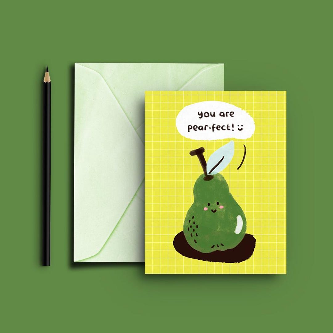 The Sweetest Printable Pear Card / A6 Birthday Graduation Celebration ...