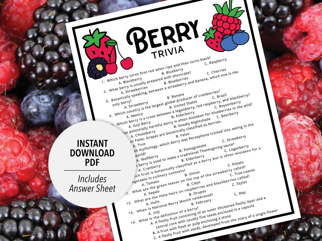 Berry Trivia | Berry Trivia Game | Printable Berry Trivia | Berry Party ...