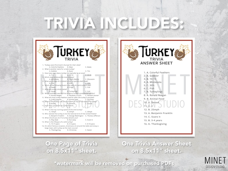 Turkey Trivia | Turkey Trivia Game | Printable Turkey Trivia ...