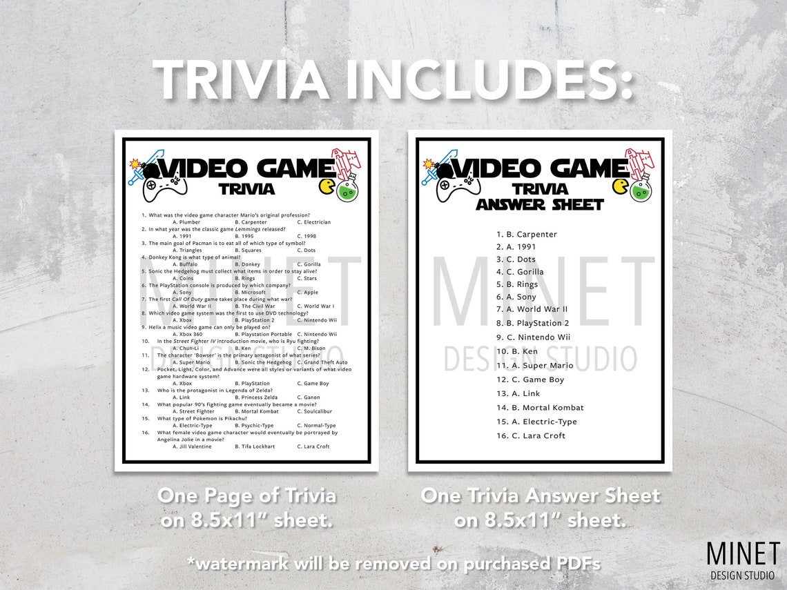 Video Game Trivia | Video Game Trivia Game | Printable Video Game ...