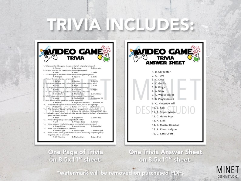 Video Game Trivia | Video Game Trivia Game | Printable Video Game ...