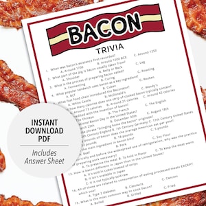 Bacon Trivia | Bacon Trivia Game | Printable Bacon Trivia | Printable ...