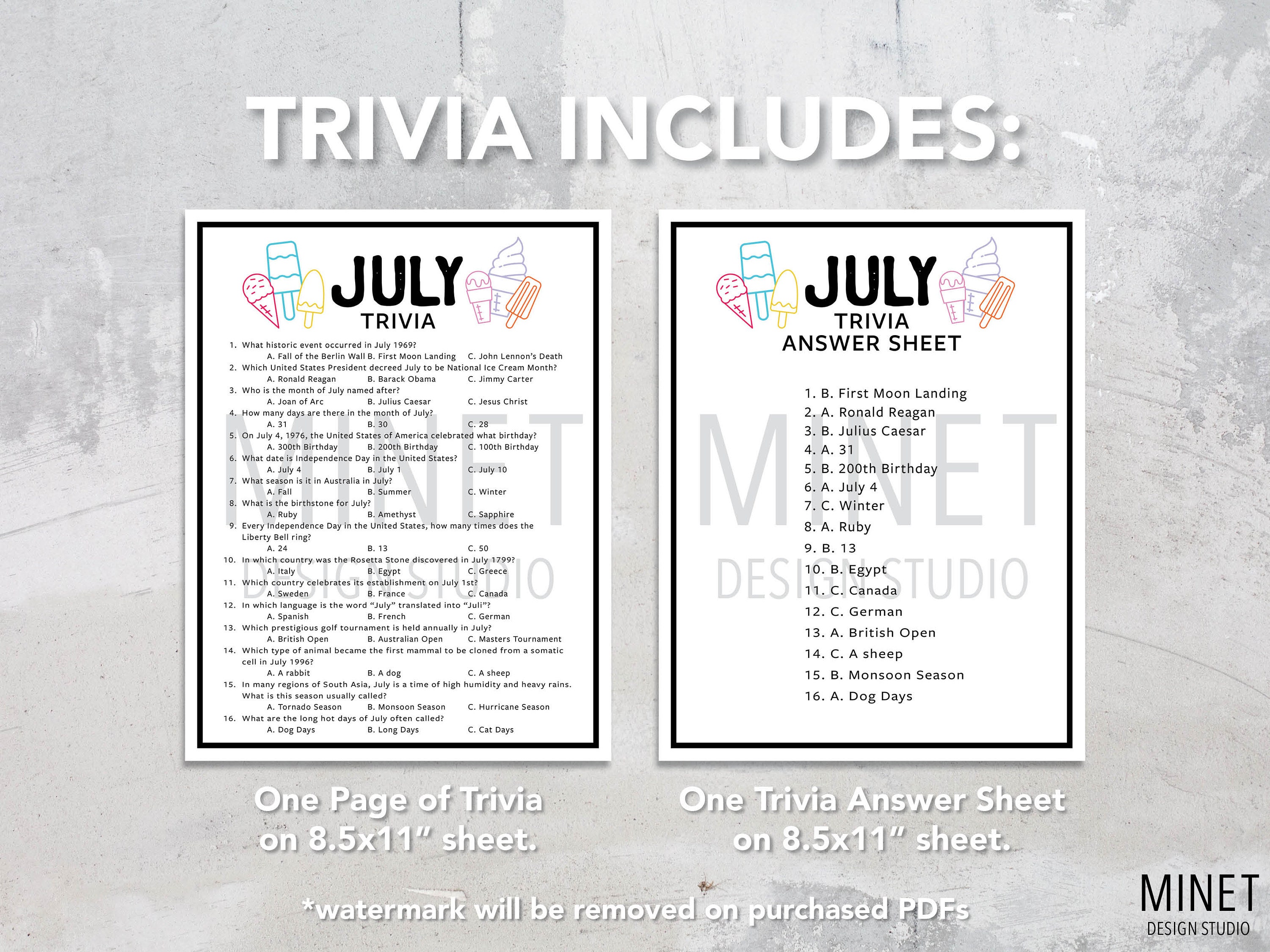 July Trivia | July Trivia Game | Printable July Trivia | Month Trivia ...