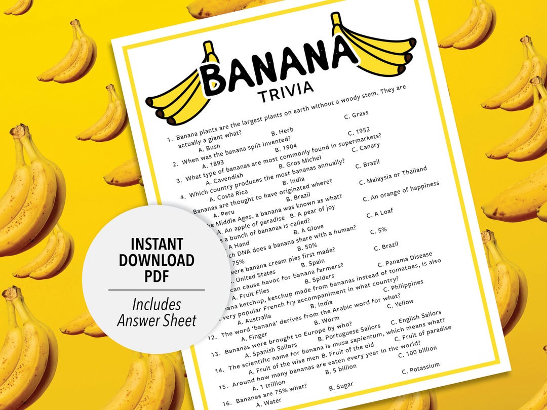 Banana Trivia Game | Fruit Quiz (printable PDF Download) - Etsy