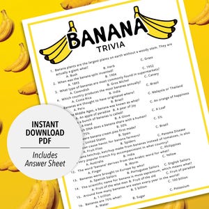 Banana Trivia | Bananas Trivia Game | Printable Banana Trivia ...