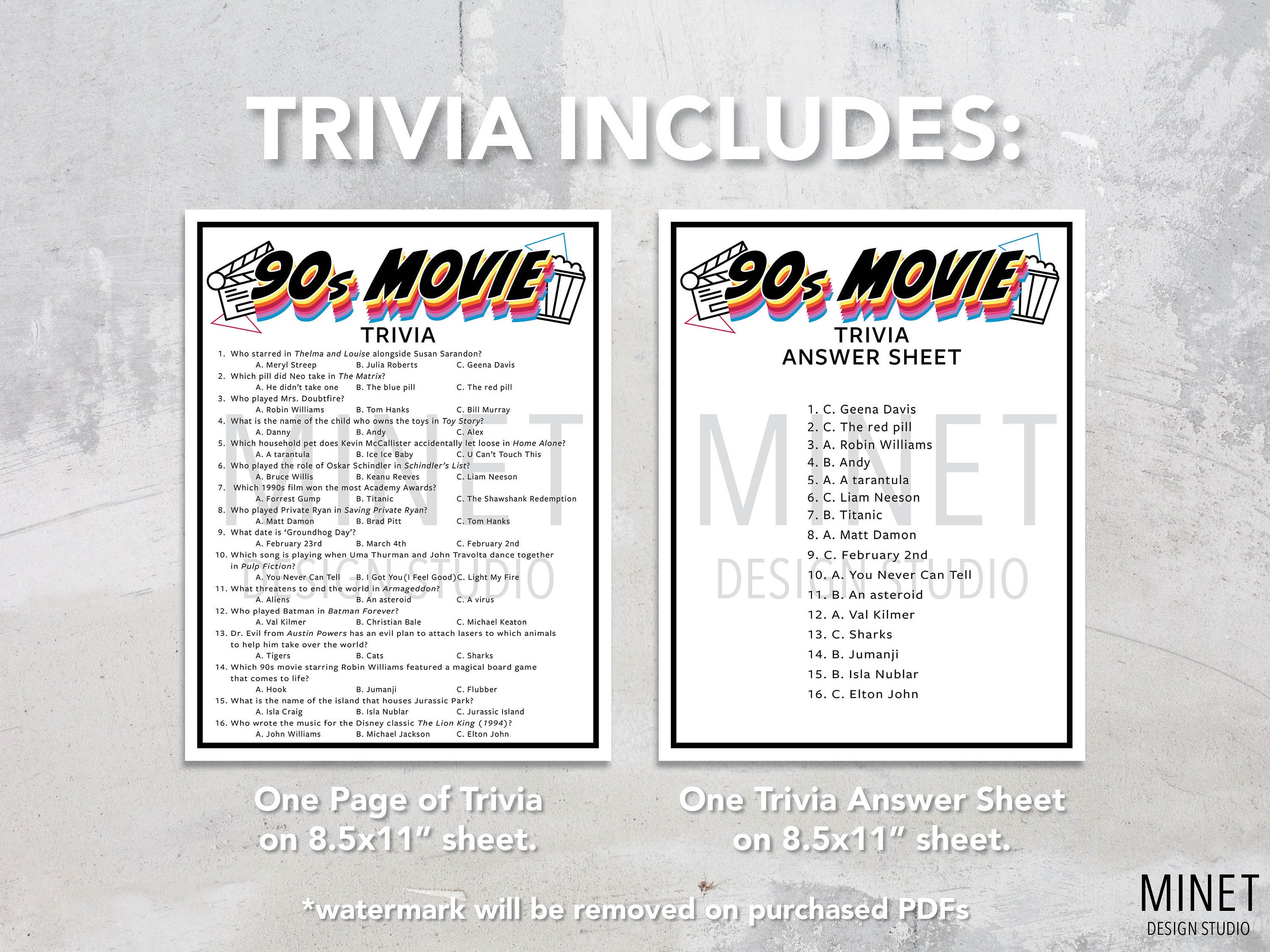 90s Movie Trivia | 90s Movie Trivia Game | Printable Movie Trivia ...