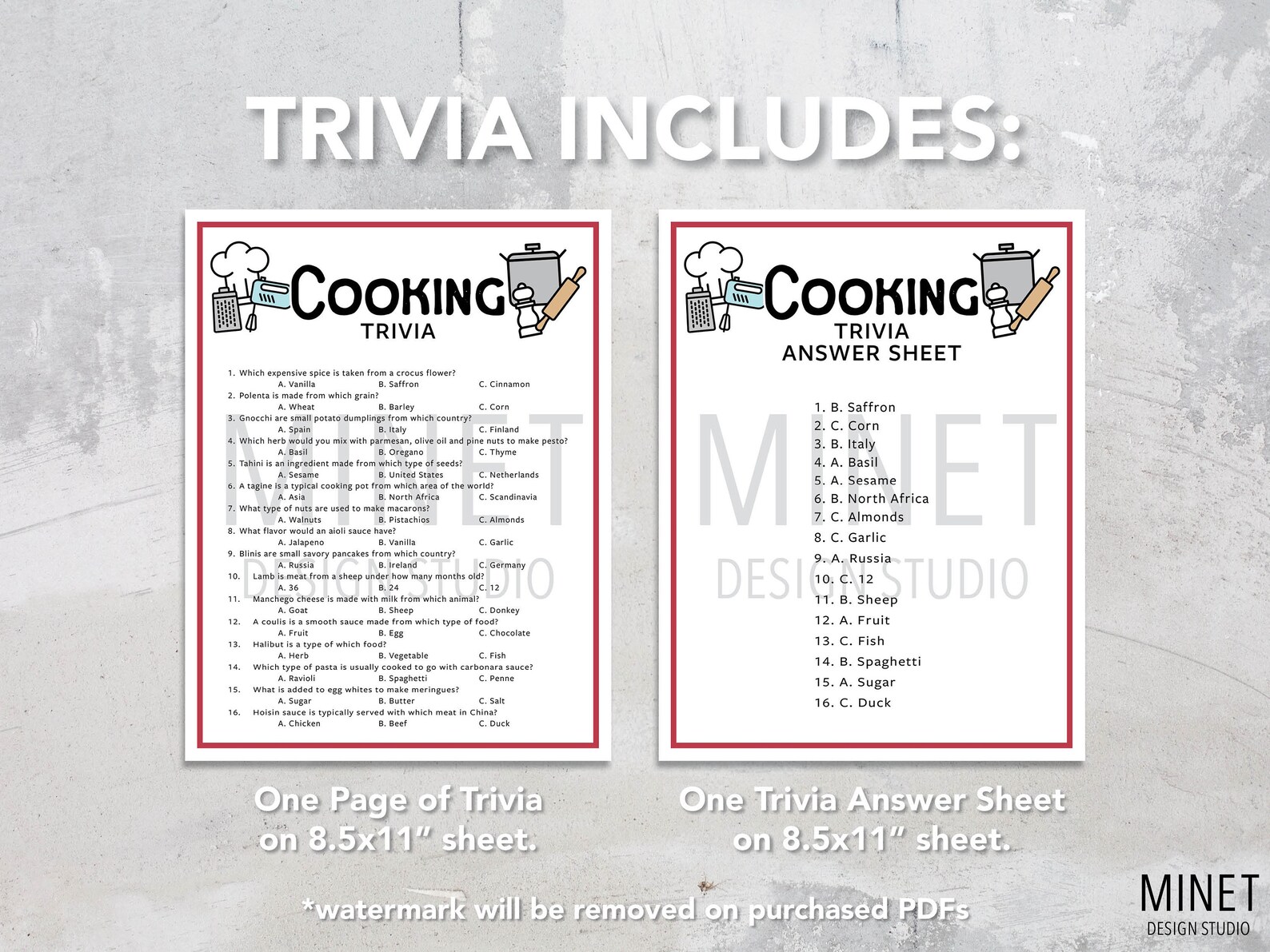 Cooking Trivia | Cooking Trivia Game | Printable Cooking Trivia ...