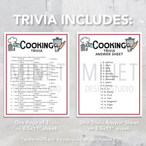 Cooking Trivia | Cooking Trivia Game | Printable Cooking Trivia ...