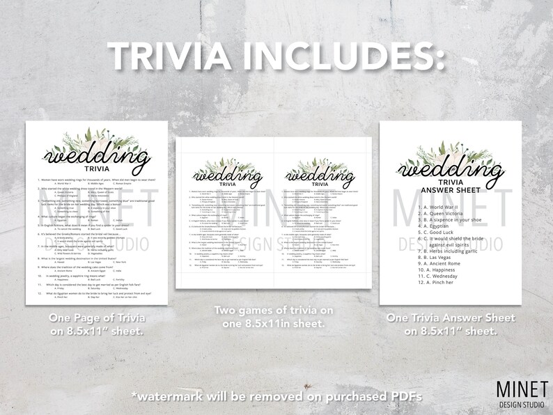 Wedding Trivia Quiz Game Printable Wedding Trivia Bridal - Etsy