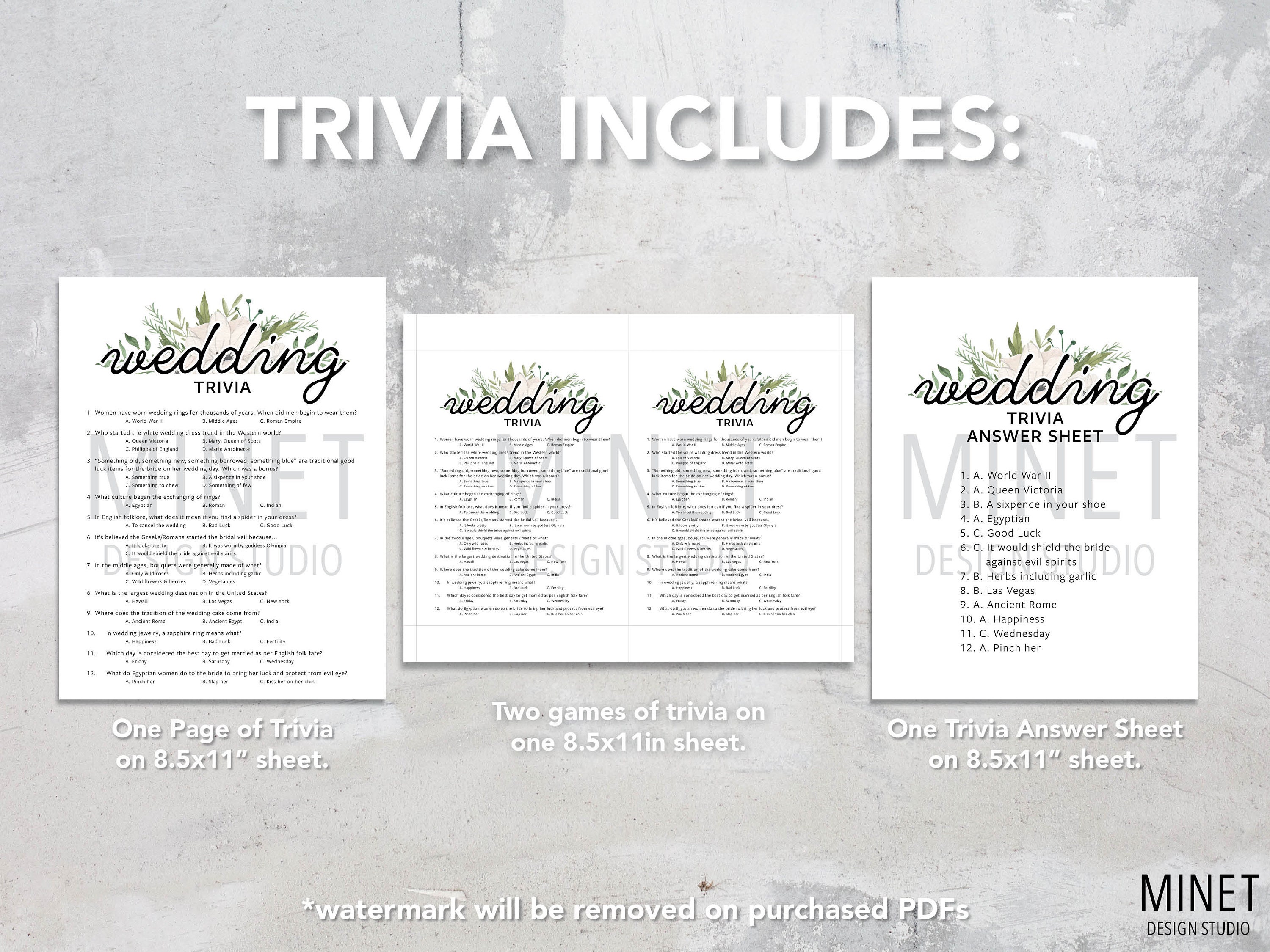 Wedding Trivia Quiz Game Printable Wedding Trivia Bridal - Etsy Canada