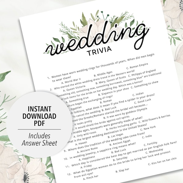 Wedding Trivia Table - Etsy