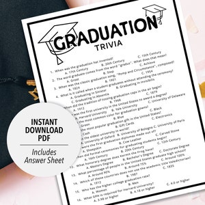Graduation Trivia | Graduation Trivia Game | Printable Graduation ...