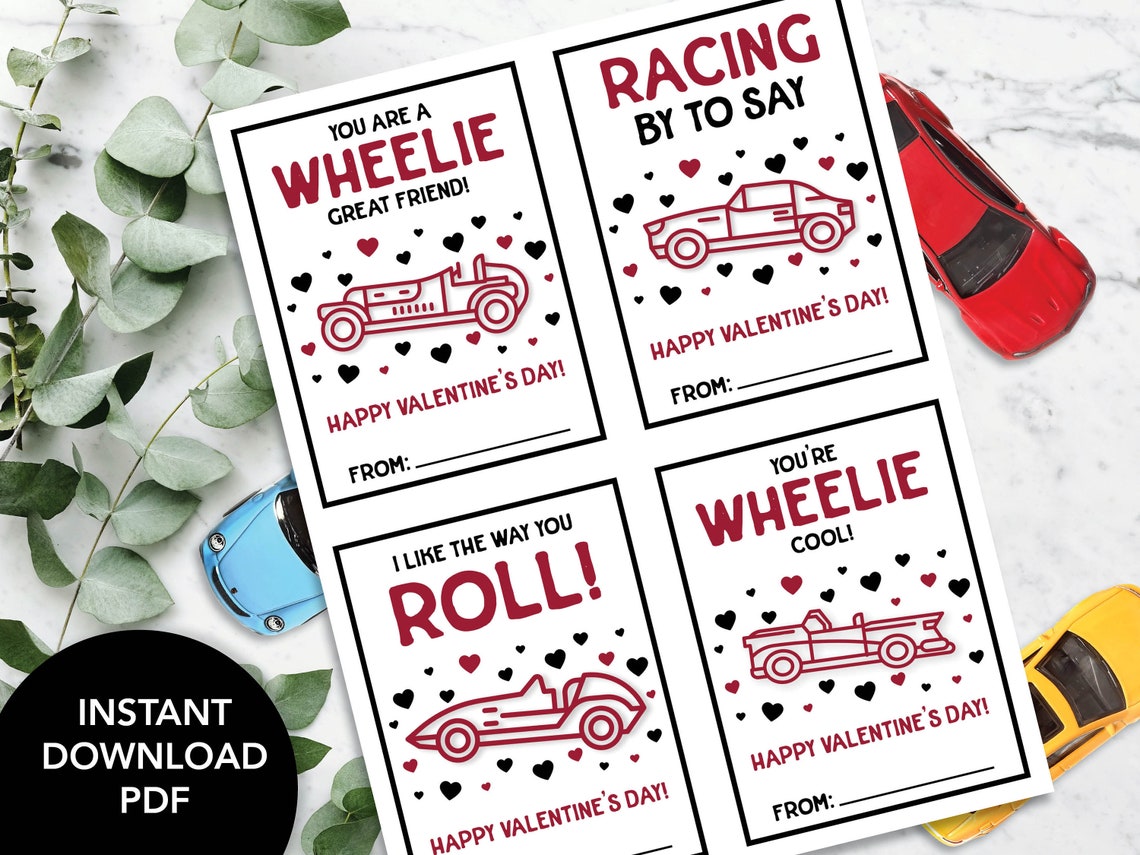 Cars Valentines | Cars Valentine's Day Cards | Printable Kids Classroom ...