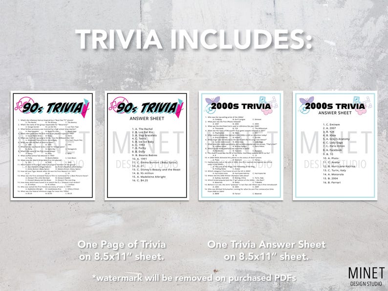 Decades Trivia Bundle | Trivia Bundle | Decades Trivia Game | Printable ...