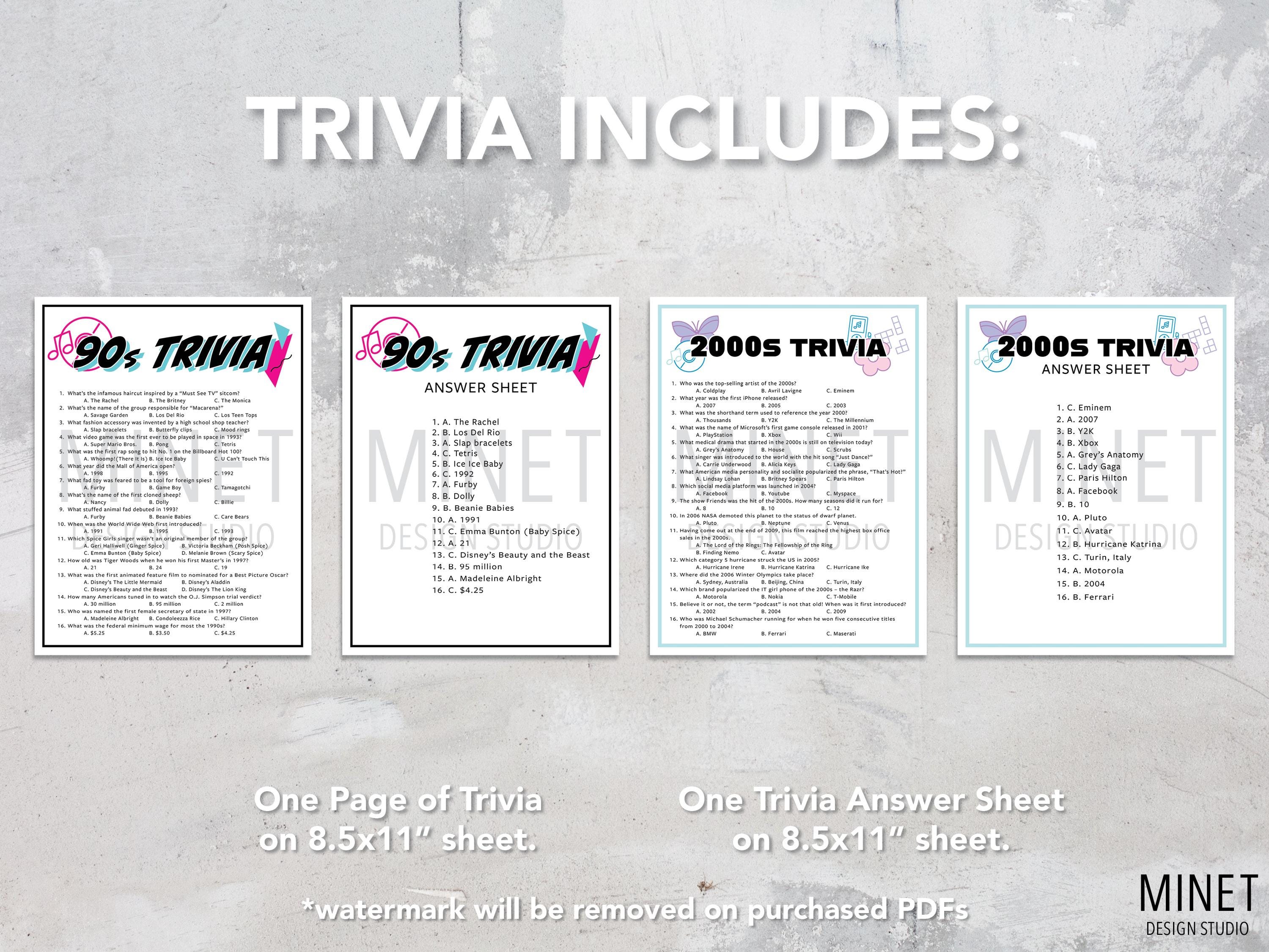 Decades Trivia Bundle | Trivia Bundle | Decades Trivia Game | Printable ...