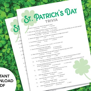St. Patrick's Day Trivia St Patricks Day Trivia Game - Etsy