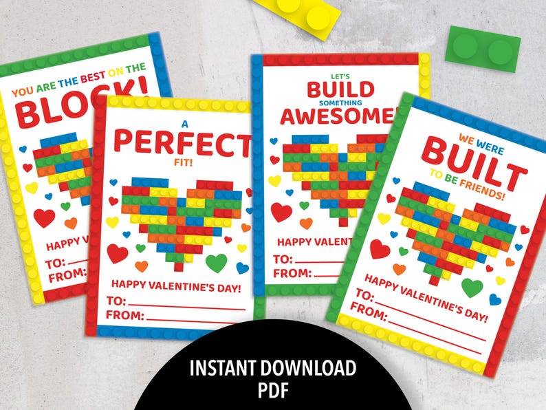 Building Block Valentine's Day Cards for Kids | Classroom Valentines ...