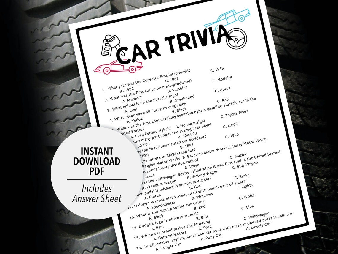 Car Trivia | Car Trivia Game | Printable Car Trivia | Auto Trivia ...