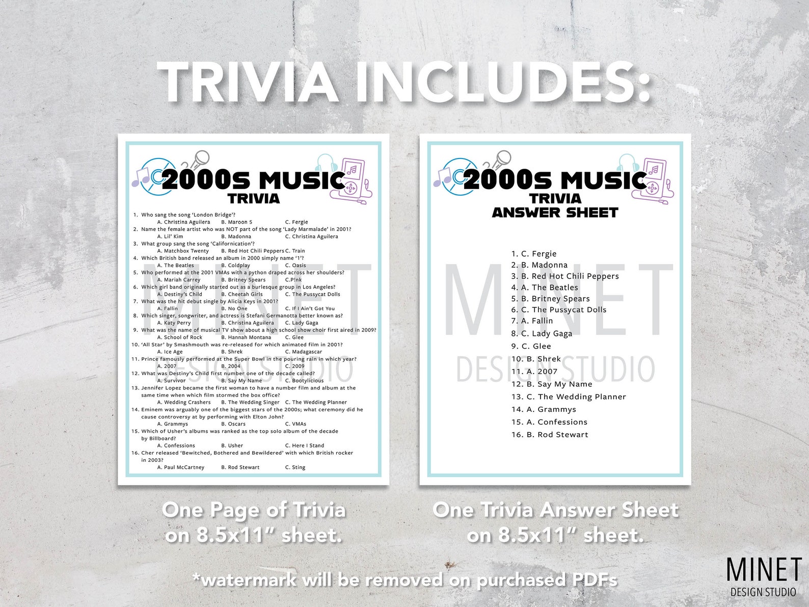 2000s Music Trivia | 2000s Music Trivia Game | Printable Music Trivia ...