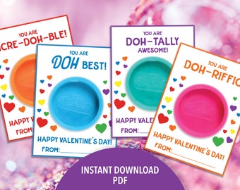 Valentines Day Play Doh Cards for Kids | Non-candy Classroom Valentines ...