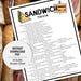 Sandwich Trivia | Sandwichtrivia Game | Printable Sandwich Trivia ...