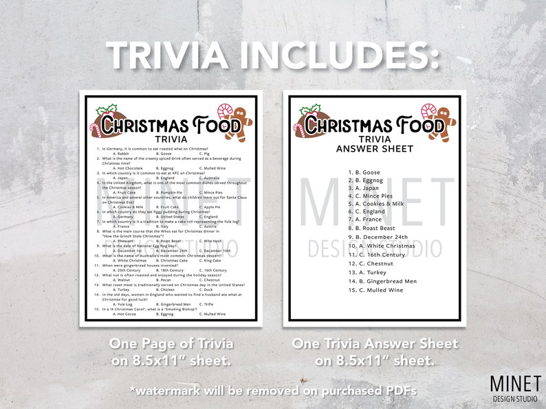 Christmas Food Trivia Game | Christmas Food Printable Trivia | Holiday ...