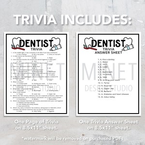Dentist Trivia | Dentist Trivia Game | Printable Dentist Trivia ...